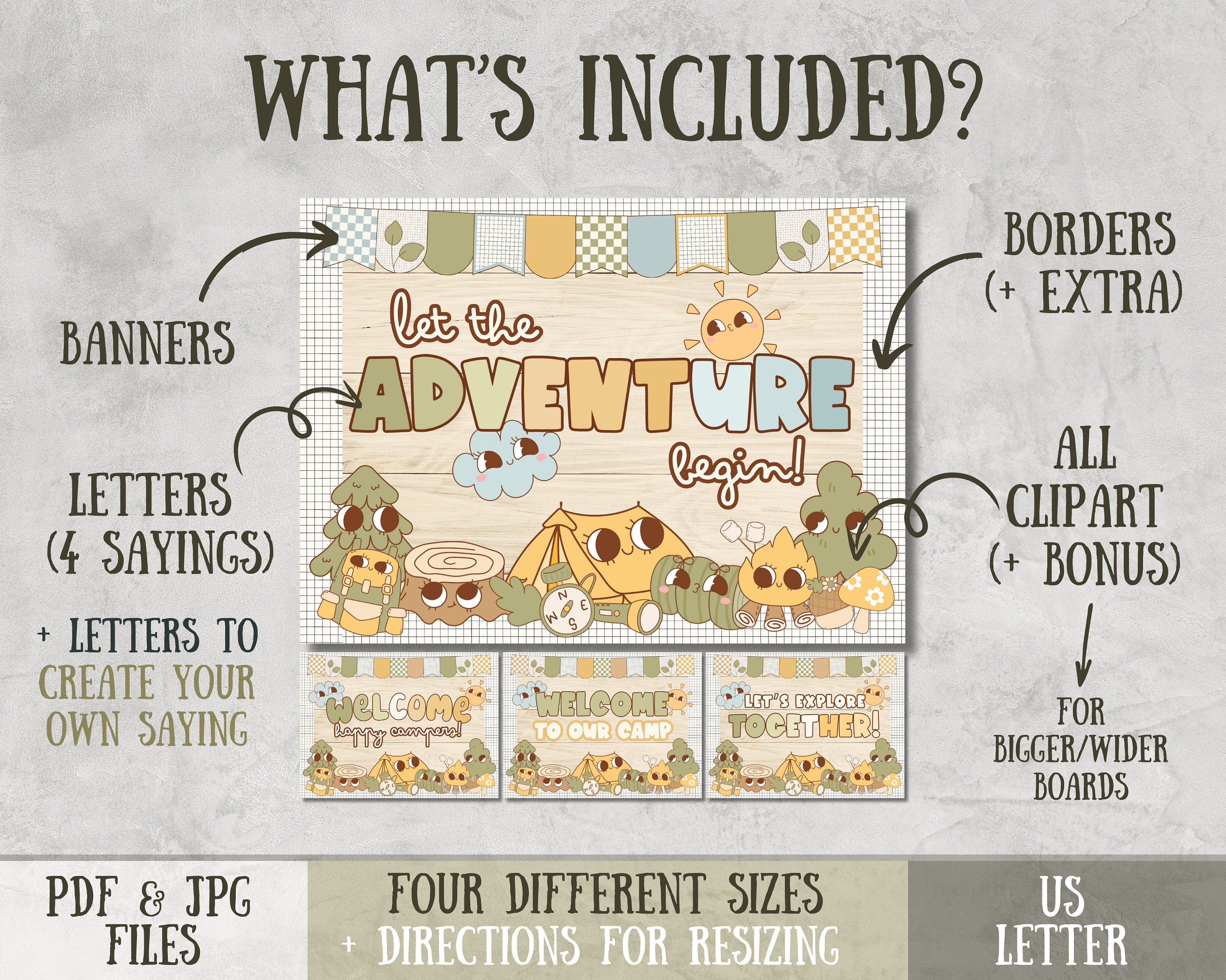 Camping Back to School Bulletin Board Kit Welcome Back to School ...