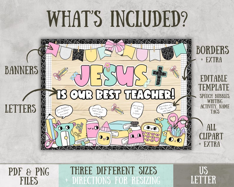 Christian Welcome Back to School Bulletin Board Kit Ideas Pastel Door ...