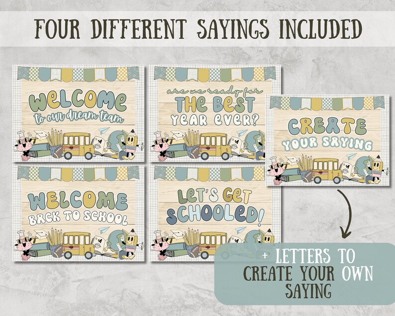 Welcome Back to School Bulletin Board Kit Back to School Decor Groovy ...