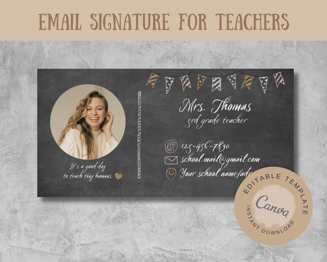 Email Signature Teacher Email Signature Canva Template Email Signature ...