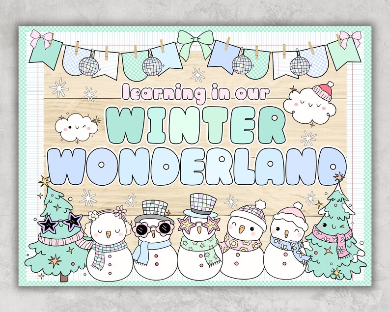 Winter Bulletin Board Kit Ideas December January Door Decorations ...