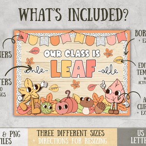 Autumn Fall Bulletin Board Kit Groovy Retro Leaf Leaves Beleaf in ...