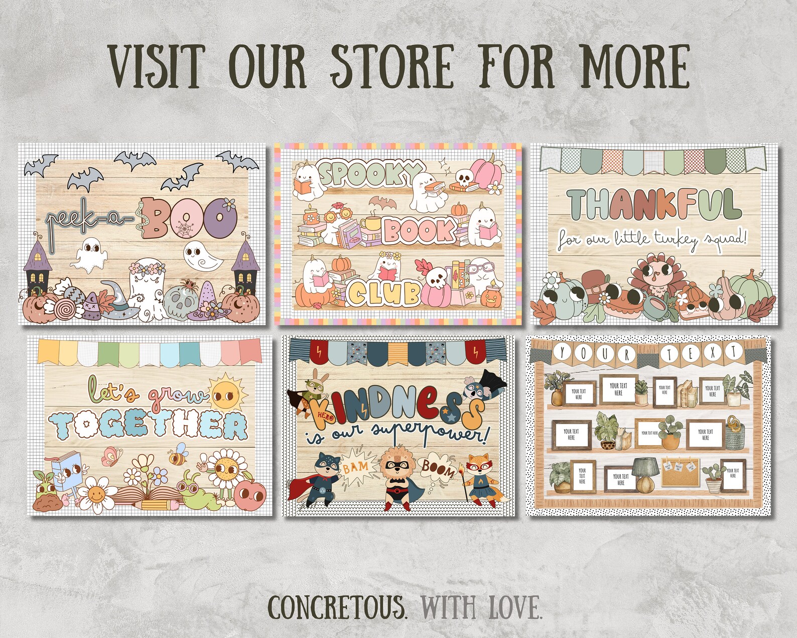 Groovy Halloween Bulletin Board Kit October Fall Bulletin Board Autumn ...