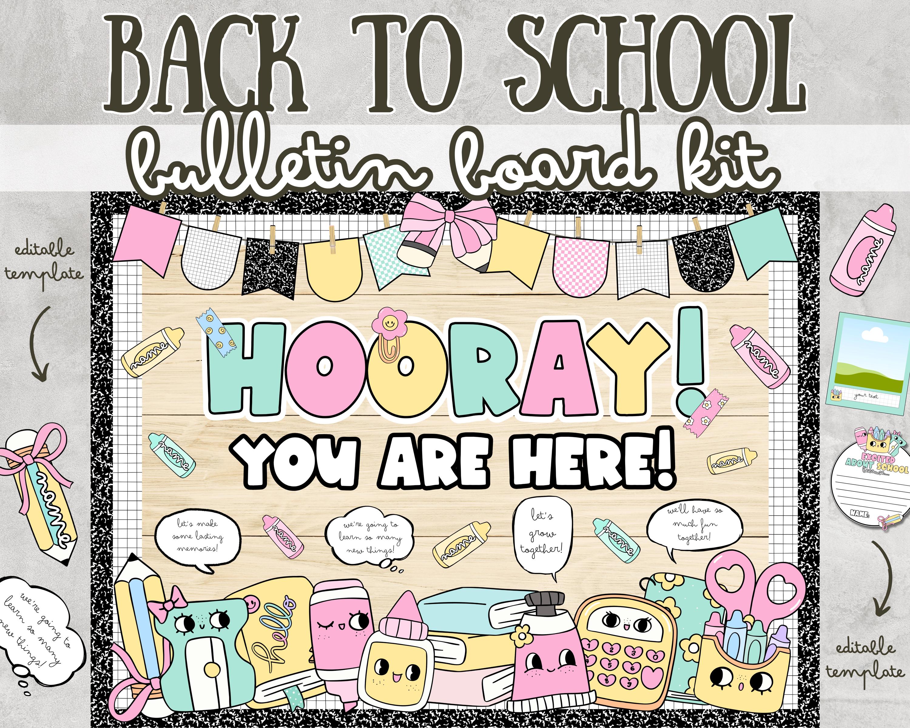 Welcome Back to School Bulletin Board Kit Ideas Pastel Door Decorations ...