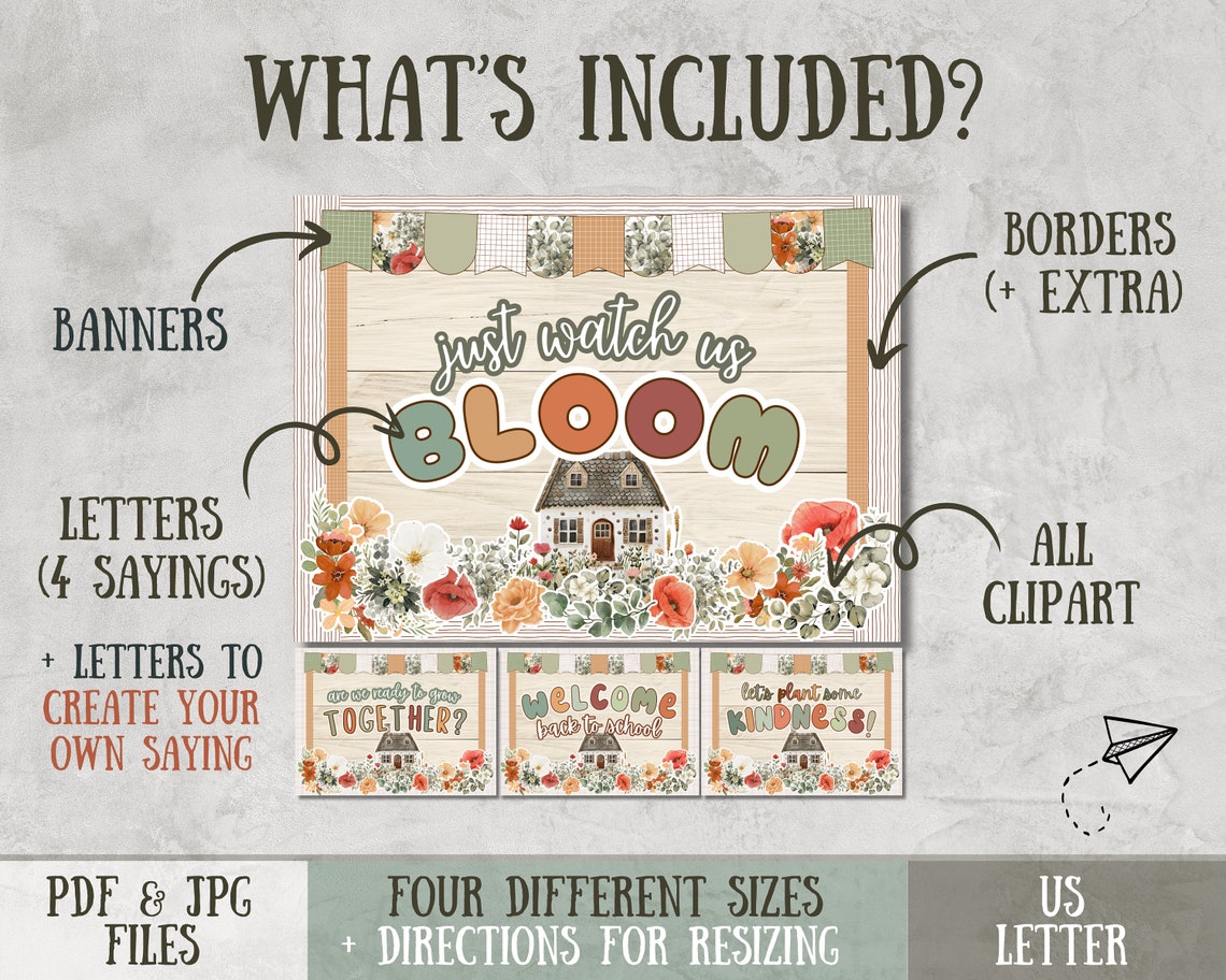 Welcome Back to School Bulletin Board Kit Flowers Back to School ...