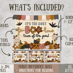 Boho Halloween Bulletin Board Kit October Fall Bulletin Board Autumn ...