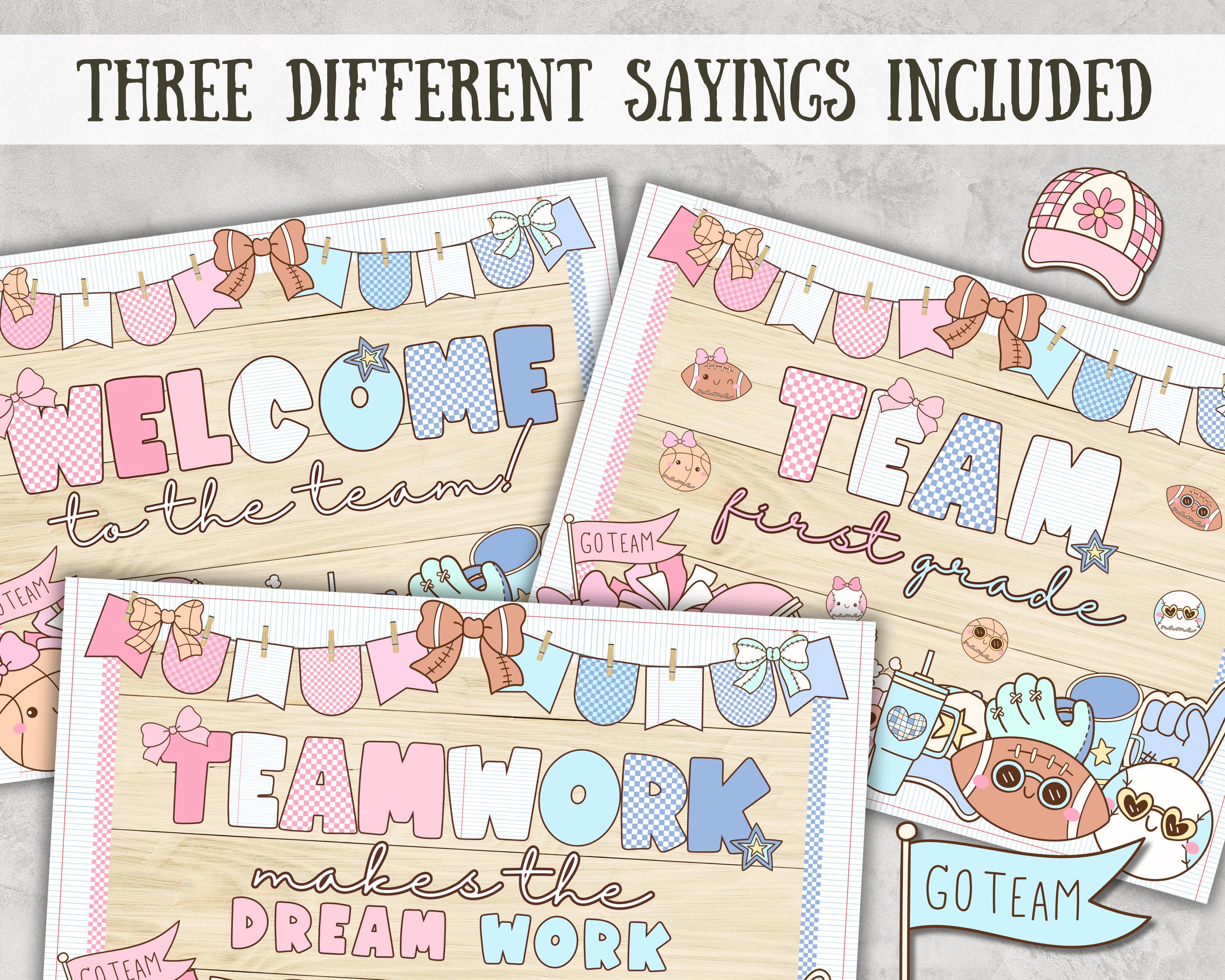 Welcome Back to School Bulletin Board Kit Ideas Sport Team Groovy Girly ...