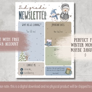 Winter Classroom Newsletter Template Canva Classroom Newsletter for ...