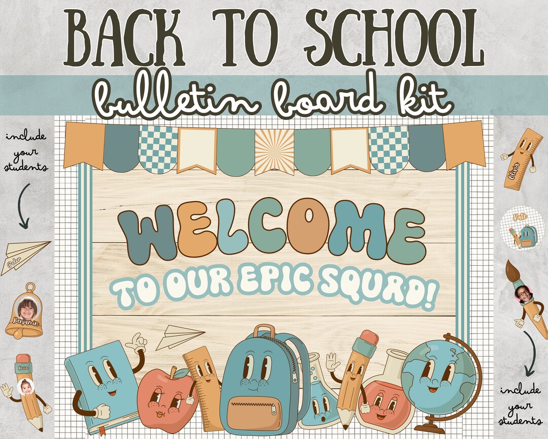 Welcome Back to School Bulletin Board Kit Back to School Decor Groovy ...