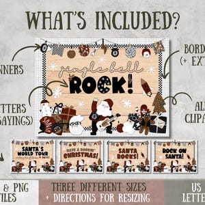 Christmas Bulletin Board Kit December Winter Bulletin Board Retro Rock ...