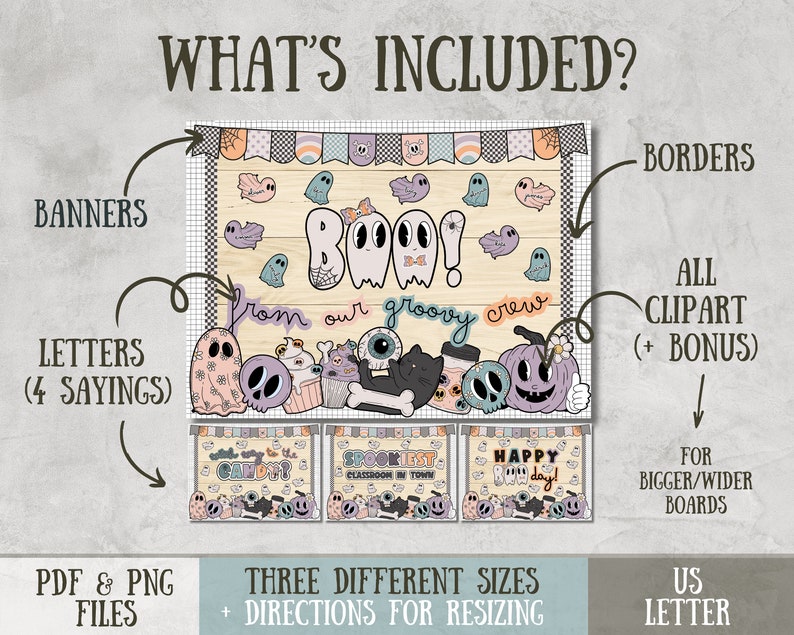 Groovy October Bulletin Board Kit Halloween Fall Bulletin Board Autumn ...