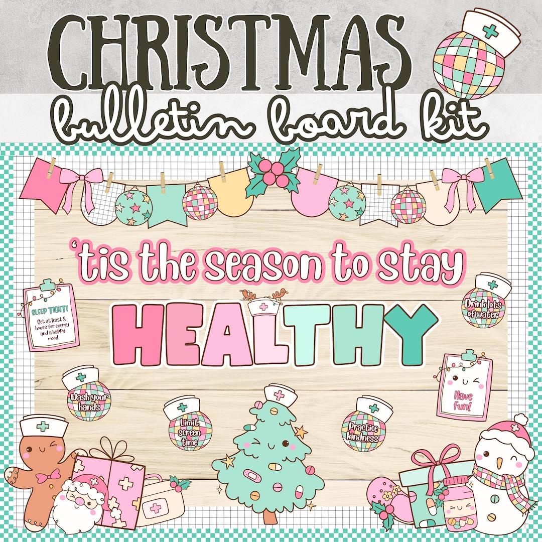 School Nurse Christmas Bulletin Board Kit Healthy Habits Winter ...