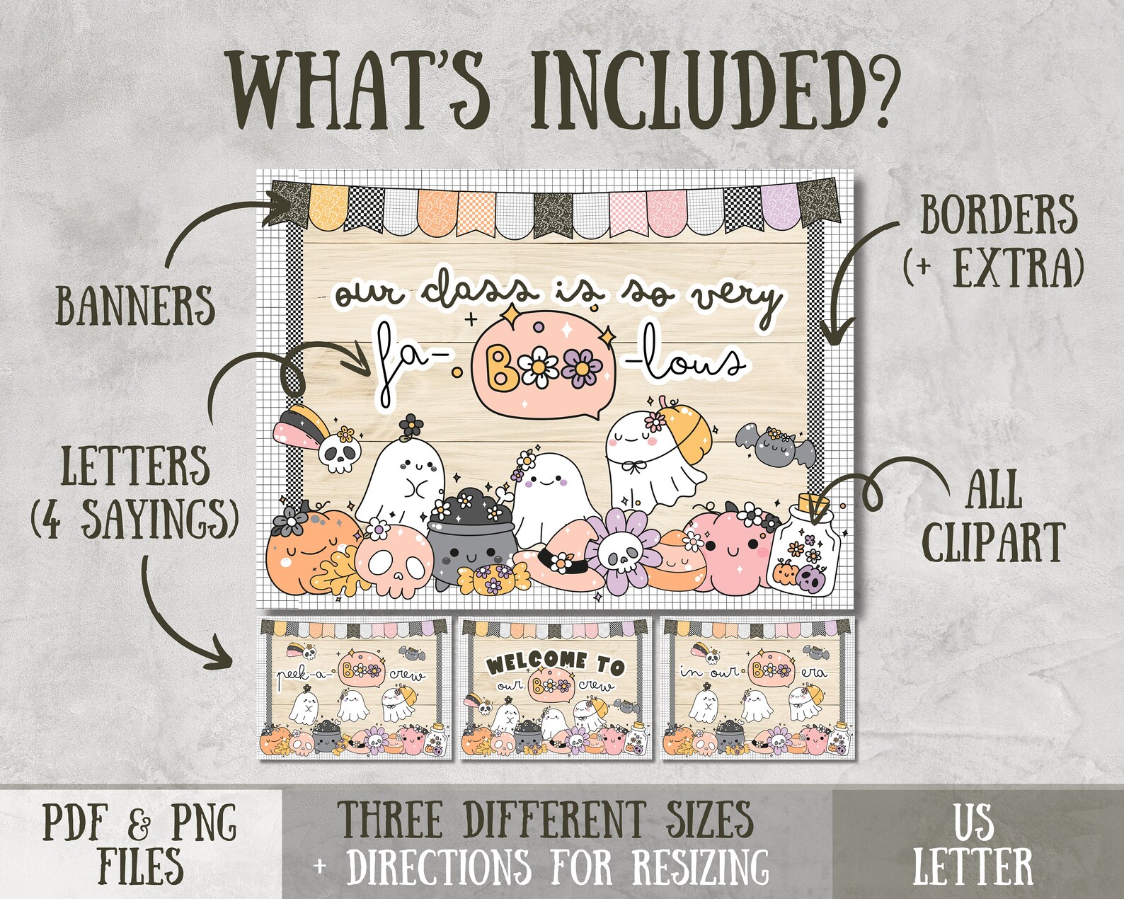 Groovy Halloween Bulletin Board Kit October Fall Bulletin Board Autumn ...