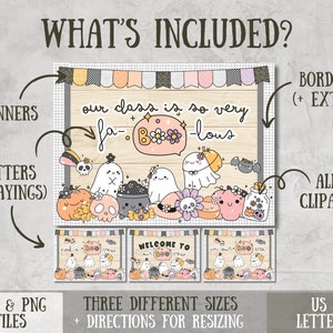 Groovy Halloween Bulletin Board Kit Pastel Pink October Fall Bulletin ...