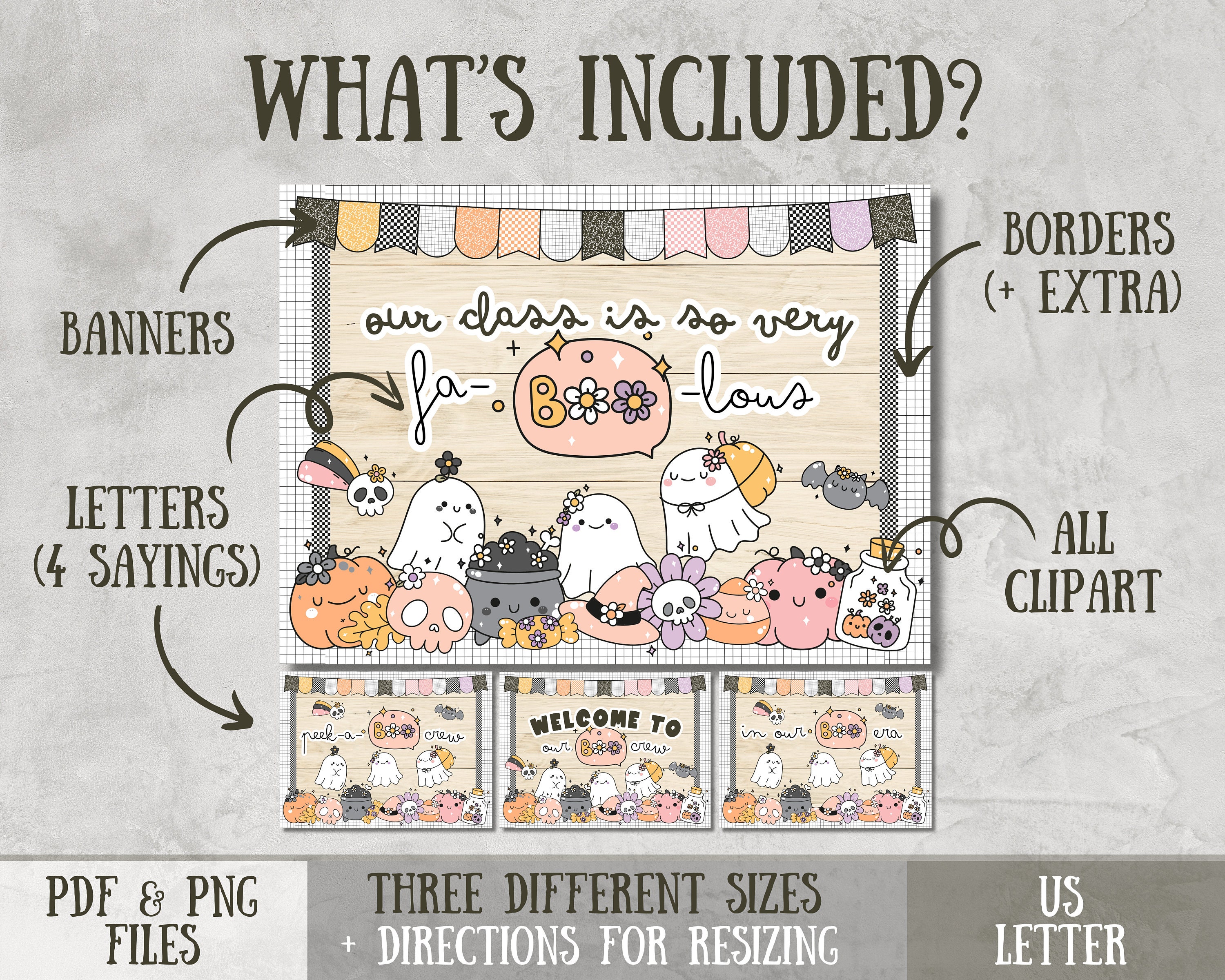 Groovy Halloween Bulletin Board Kit October Fall Bulletin Board Autumn ...