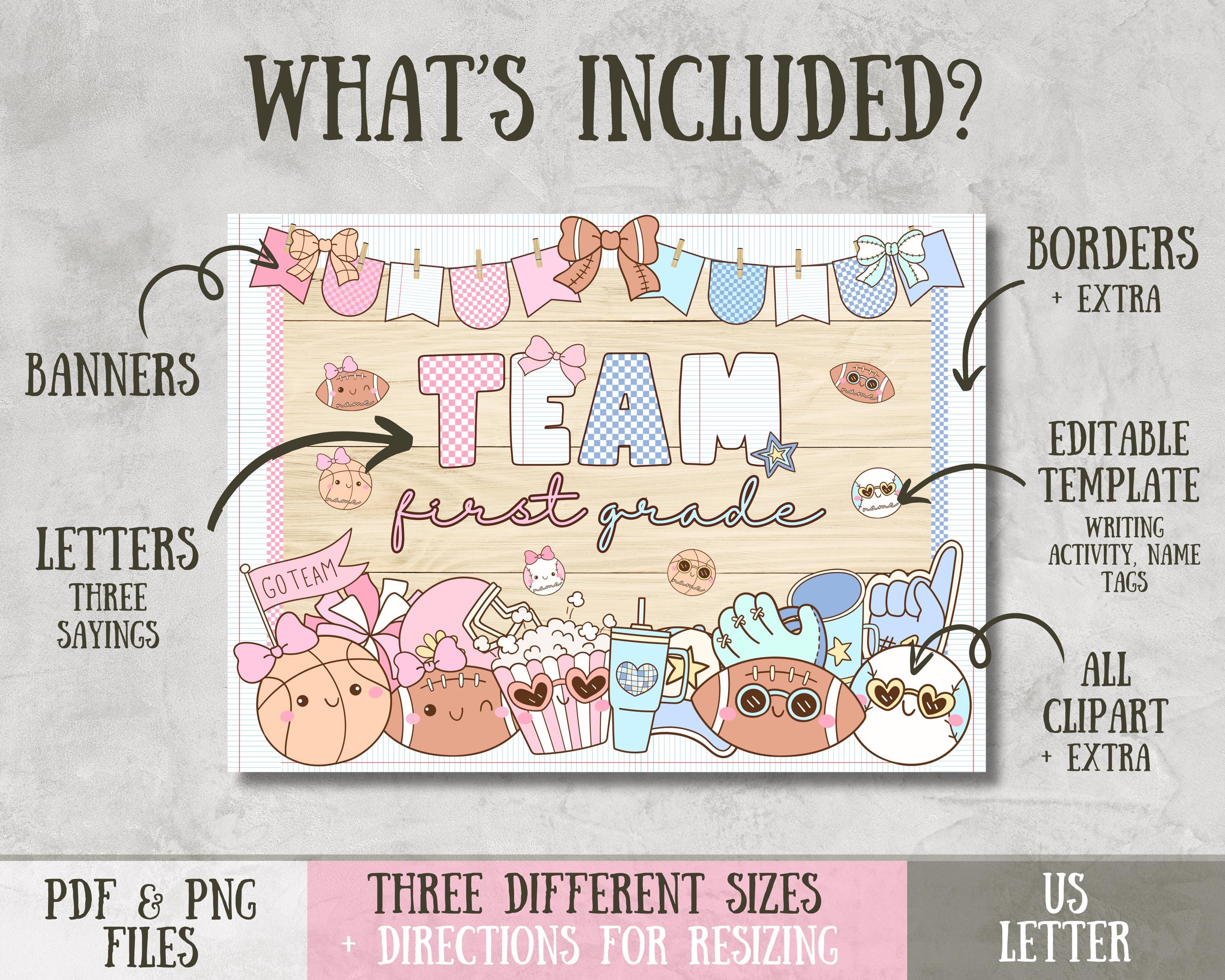 Welcome Back to School Bulletin Board Kit Ideas Sport Team Groovy Girly ...