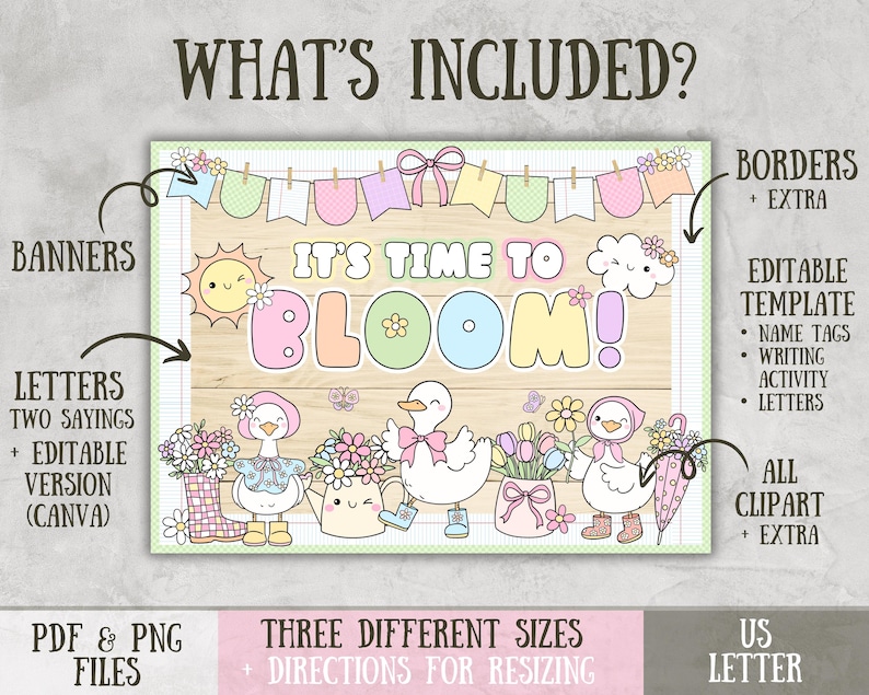 Spring Bulletin Board Kit Silly Goose March April May Door Decoration ...