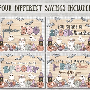 Halloween Bulletin Board Kit October Fall Groovy Bulletin Board Pastel ...