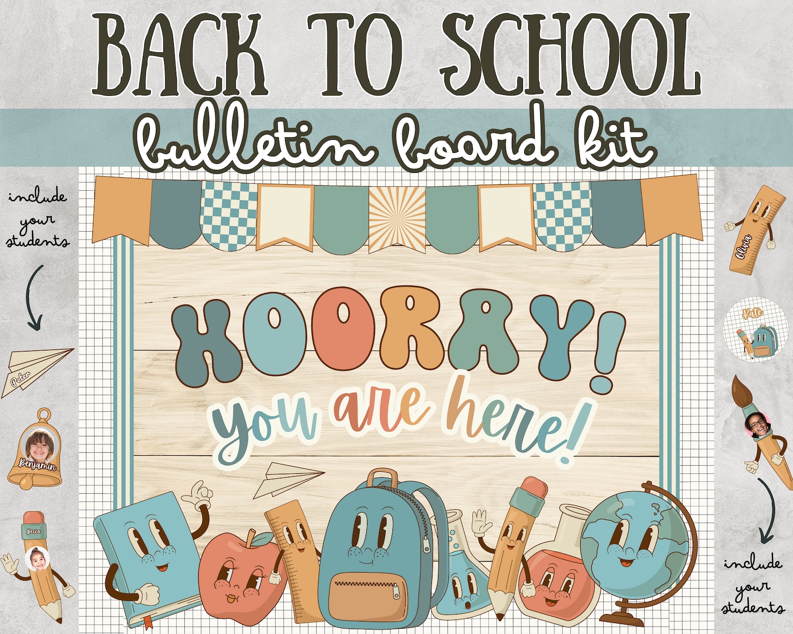 Welcome Back to School Bulletin Board Kit Back to School Decor Groovy ...