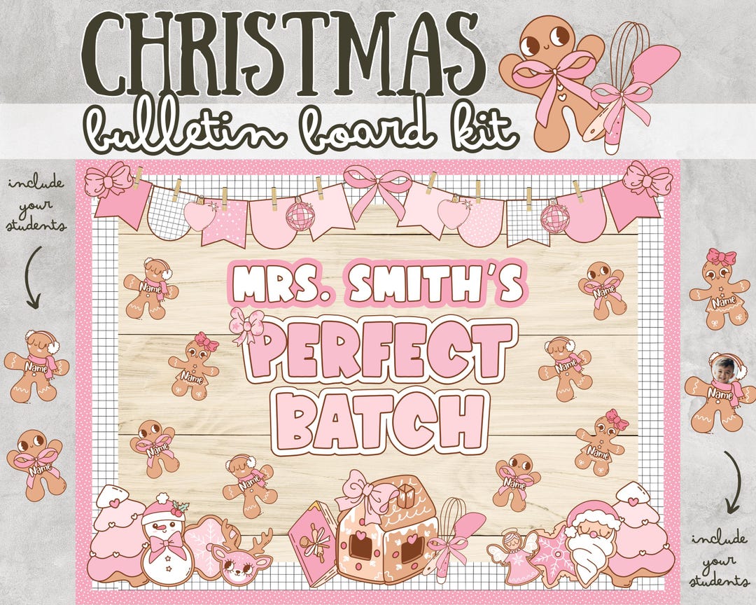 Gingerbread Christmas Bulletin Board Kit Coquette December Winter ...
