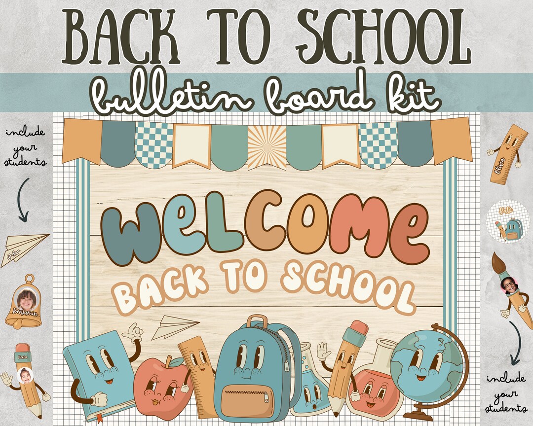 Welcome Back to School Bulletin Board Kit Back to School Decor Groovy ...