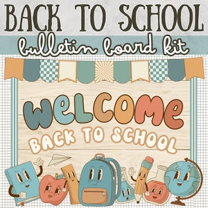 Welcome Back to School Bulletin Board Kit Back to School Decor Groovy ...