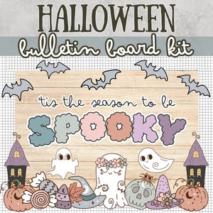 Halloween Bulletin Board Kit October Fall Groovy Bulletin Board Pastel ...