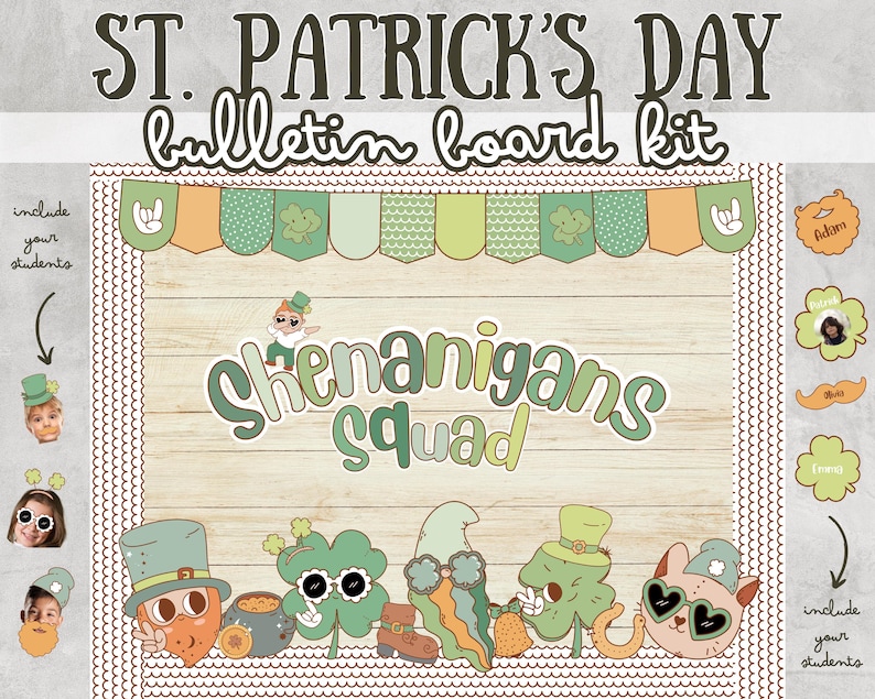 Saint Patrick's Day Bulletin Board Kit March Bulletin Board Spring ...