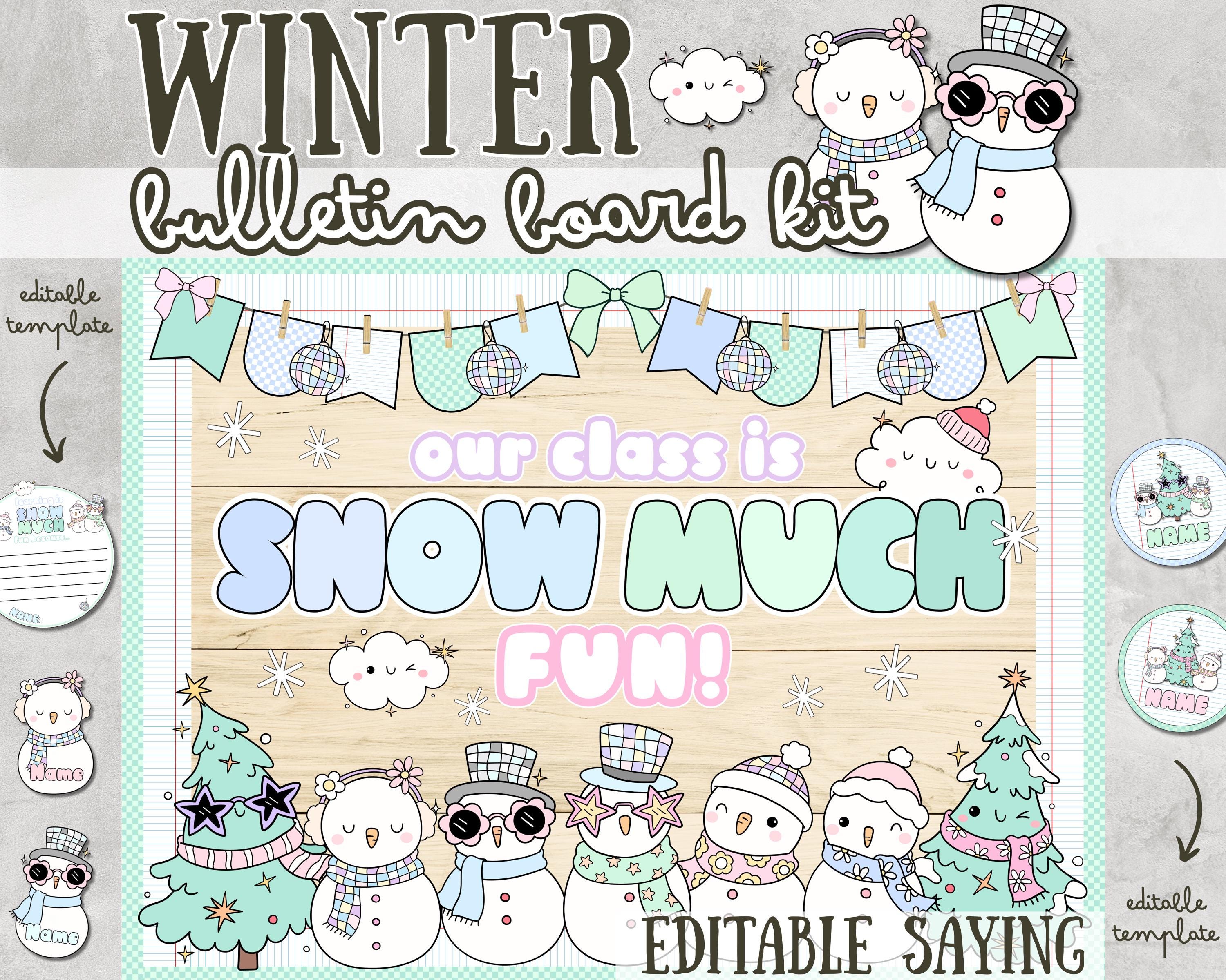 Winter Bulletin Board Kit Ideas December January Door Decorations ...
