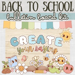 Back to School Bulletin Board Kit Groovy Retro Back to School Bulletin ...