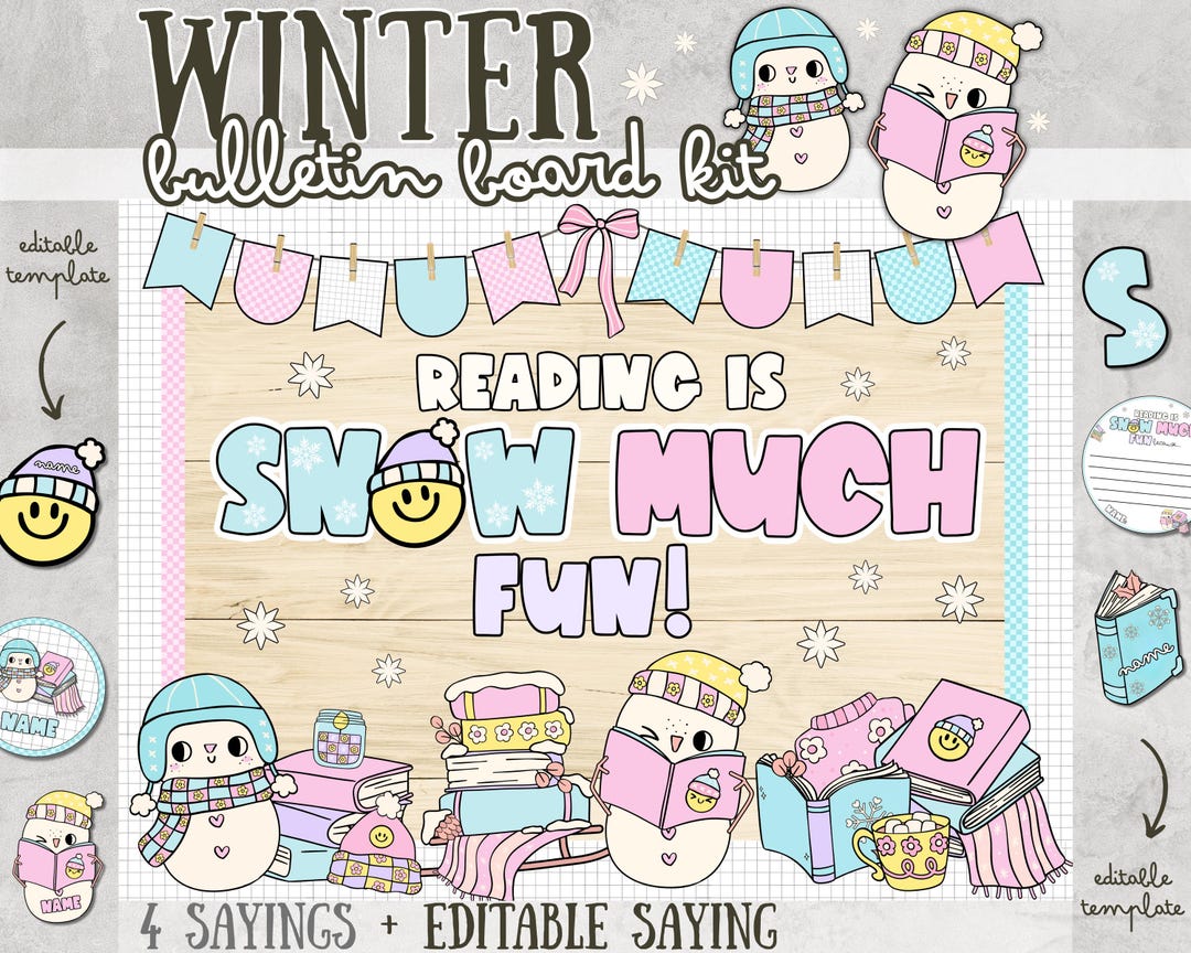 Winter Bulletin Board Kit Books Library Reading Learning Groovy Retro ...