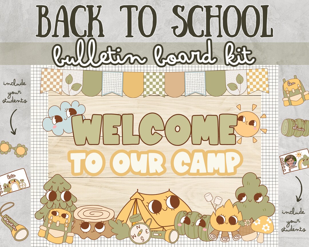 Camping Back to School Bulletin Board Kit Back to School Decor Groovy ...