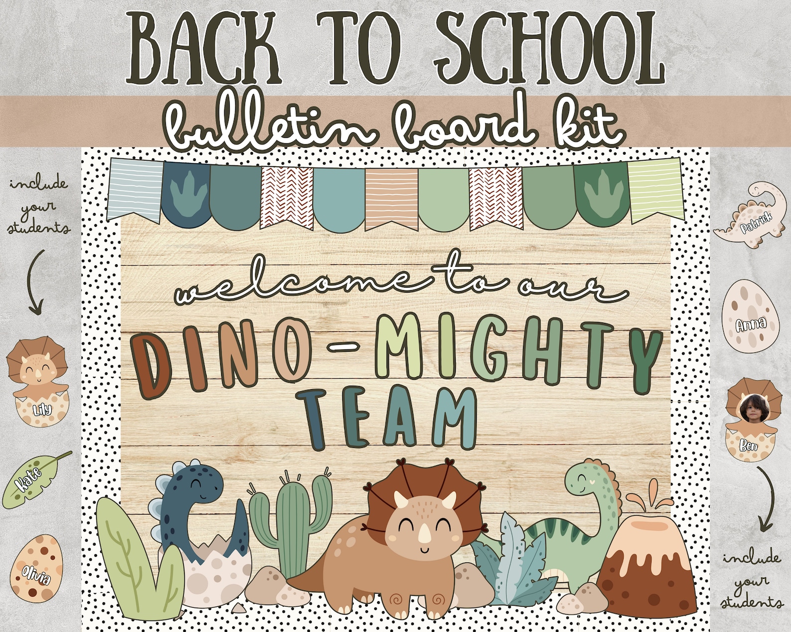 Dino Back to School Bulletin Board Kit Welcome Back to School Classroom ...