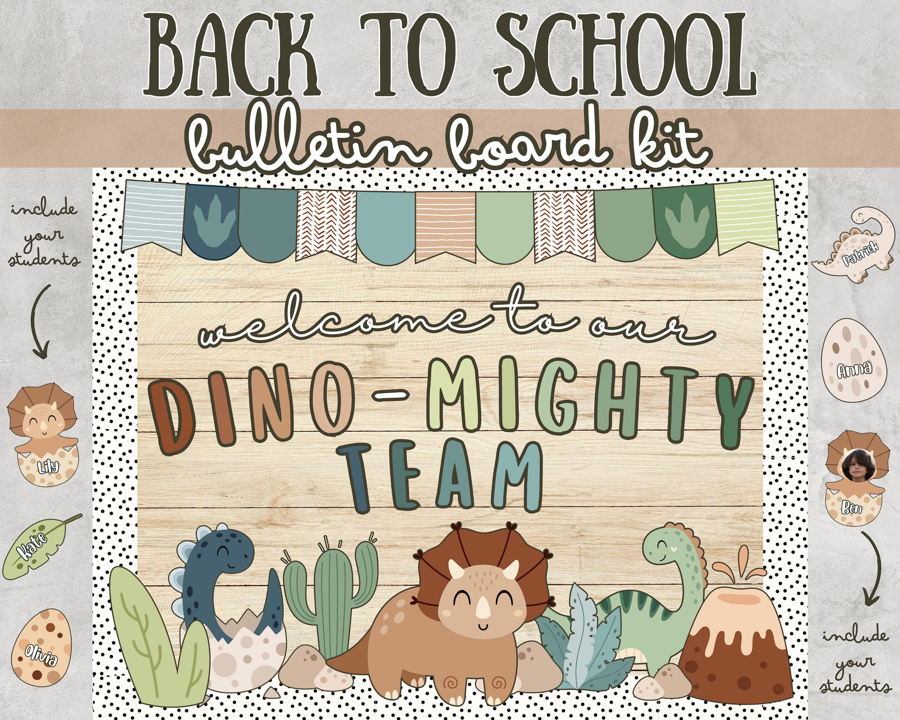Dino Back to School Bulletin Board Kit Welcome Back to School Classroom ...