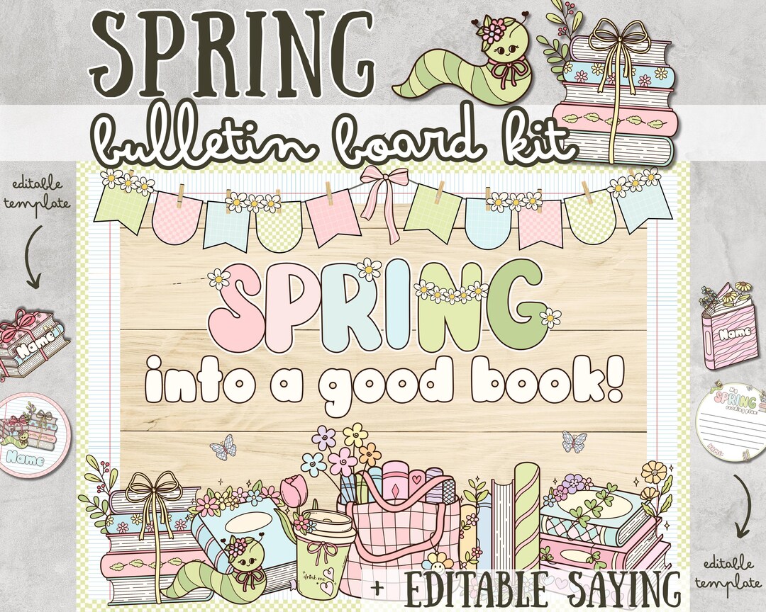Spring Bulletin Board Kit March April May Door Decoration Reading Books ...