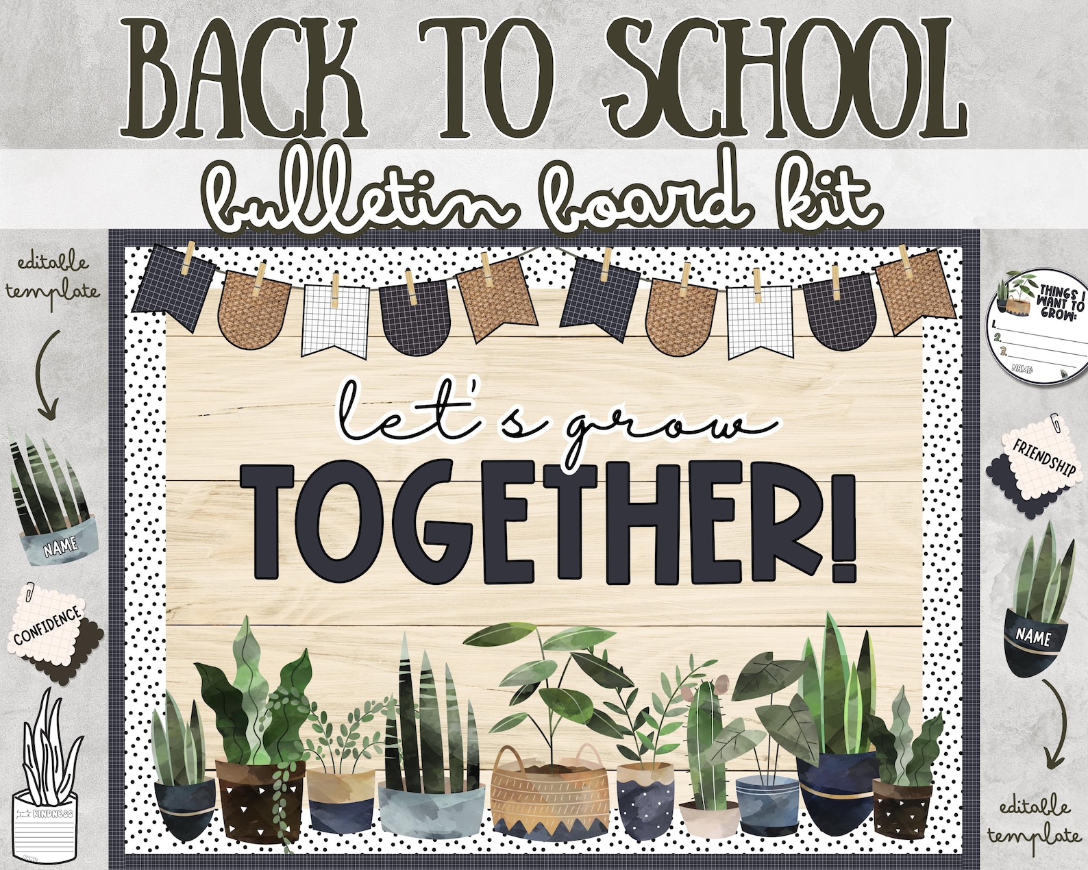 Welcome Back to School Bulletin Board Kit Plants Door Decor Grow ...