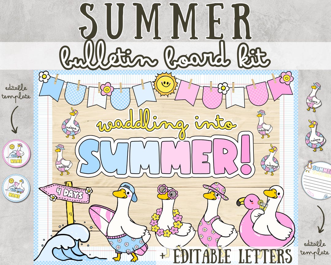 Countdown to Summer Bulletin Board Kit Silly Goose May June Door ...