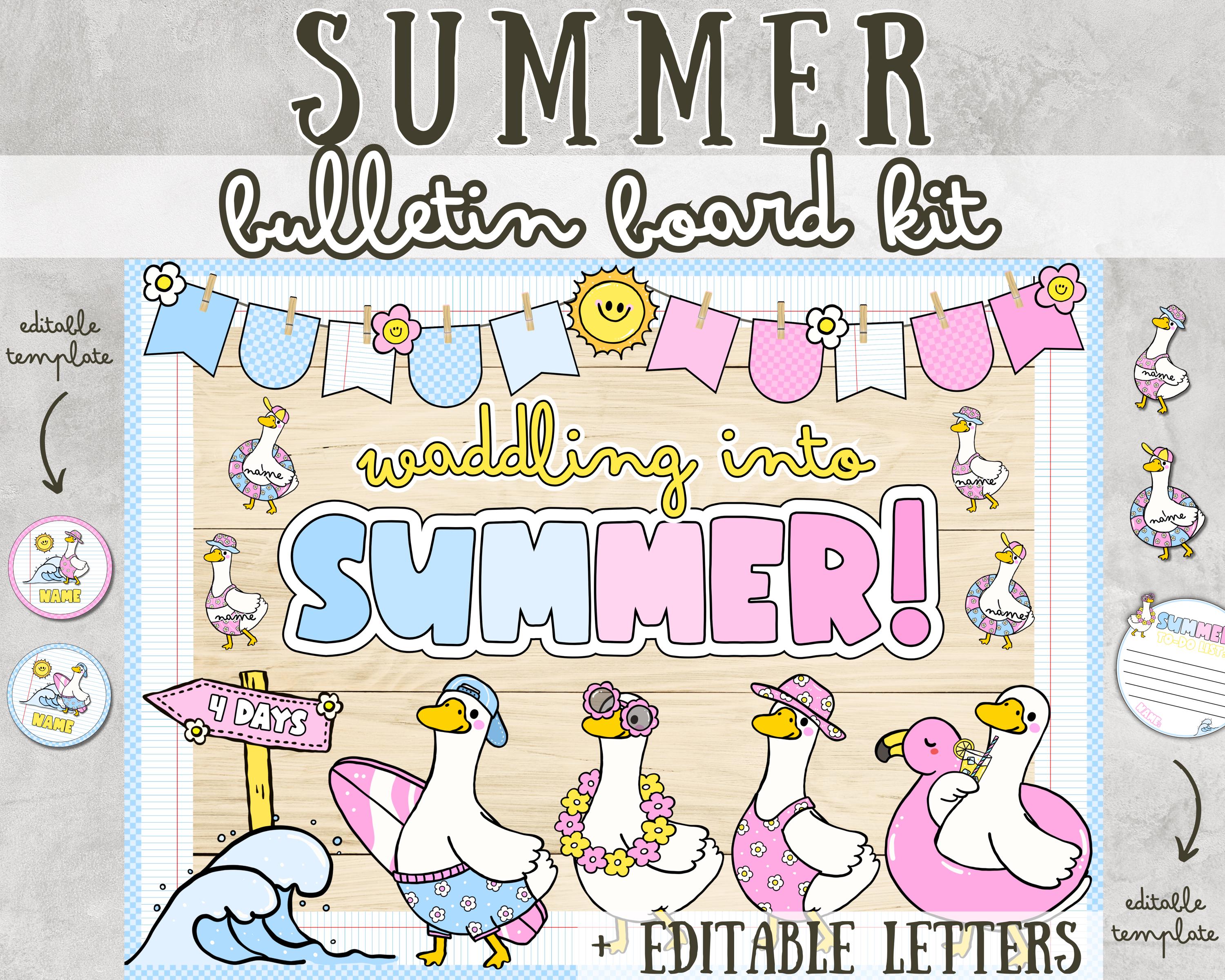 Countdown to Summer Bulletin Board Kit Silly Goose May June Door ...
