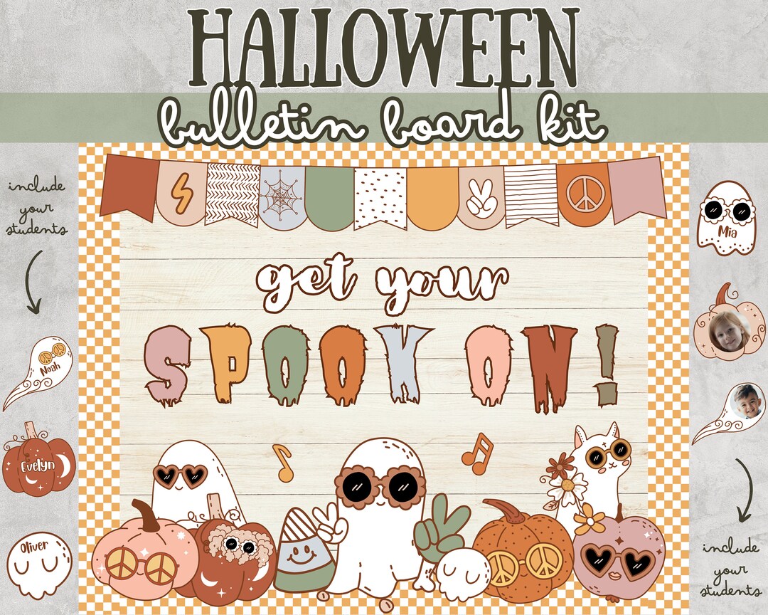 Groovy Retro Halloween Bulletin Board Kit October Fall Bulletin Board ...