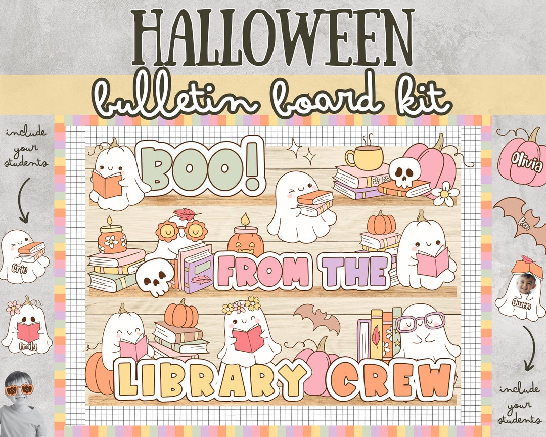 Library Halloween Bulletin Board Kit October Fall Bulletin Board Autumn ...