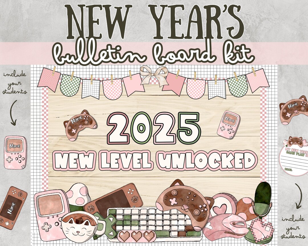 New Years Bulletin Board Kit 2025 Decoration Ideas January Winter ...