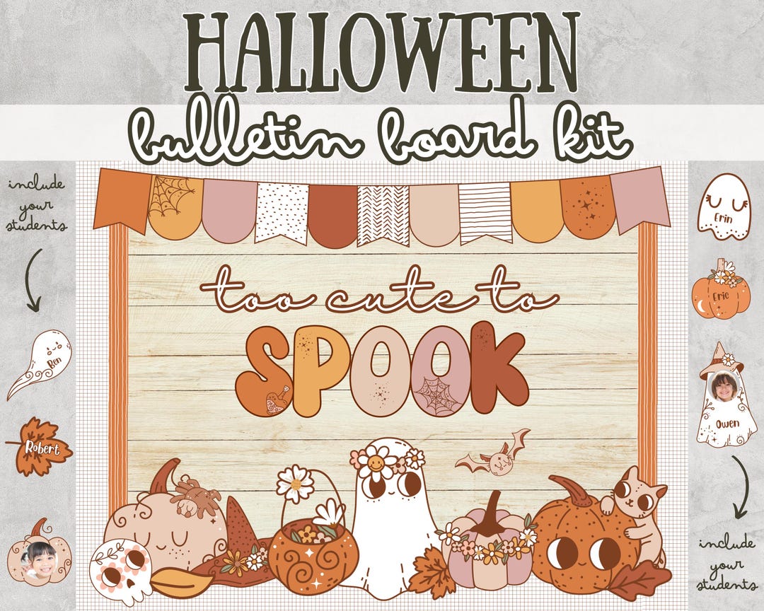 Groovy Halloween Bulletin Board Kit October Fall Bulletin Board Autumn ...