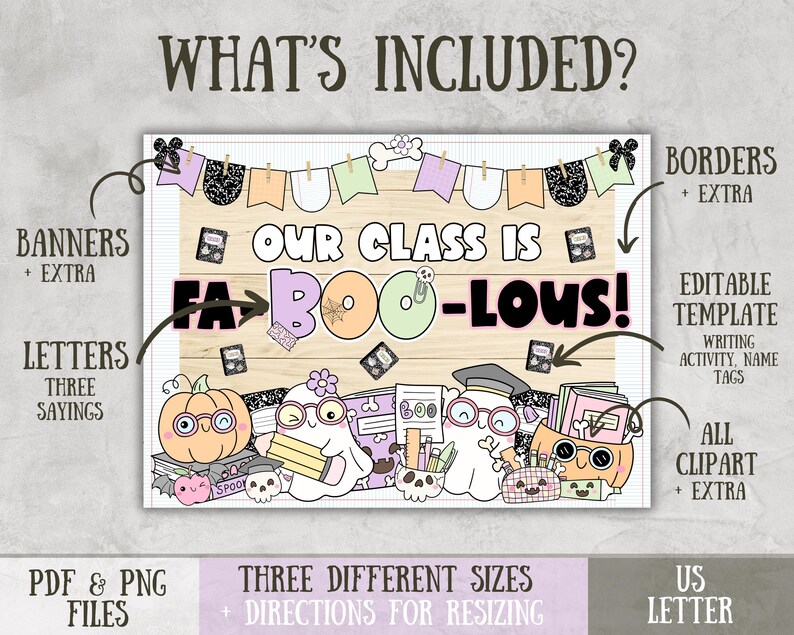 Halloween Bulletin Board Kit Composition Notebook School Supplies ...