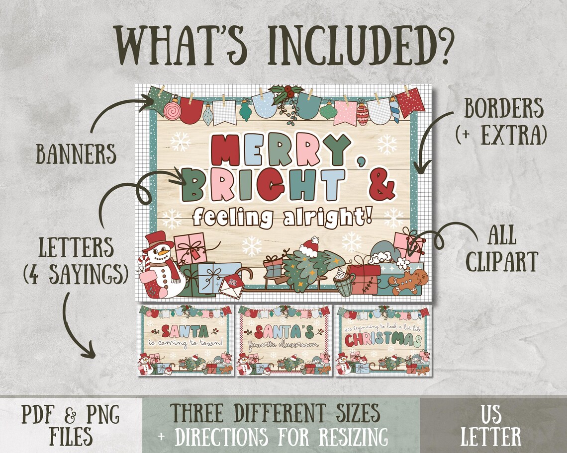 Christmas Bulletin Board Kit December Winter Bulletin Board Kit ...