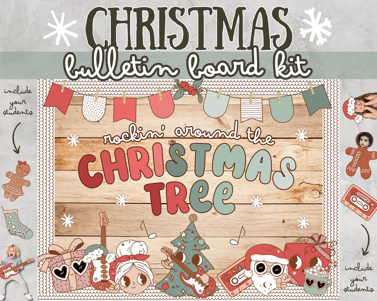 Groovy Christmas Bulletin Board Kit December Winter Bulletin Board ...