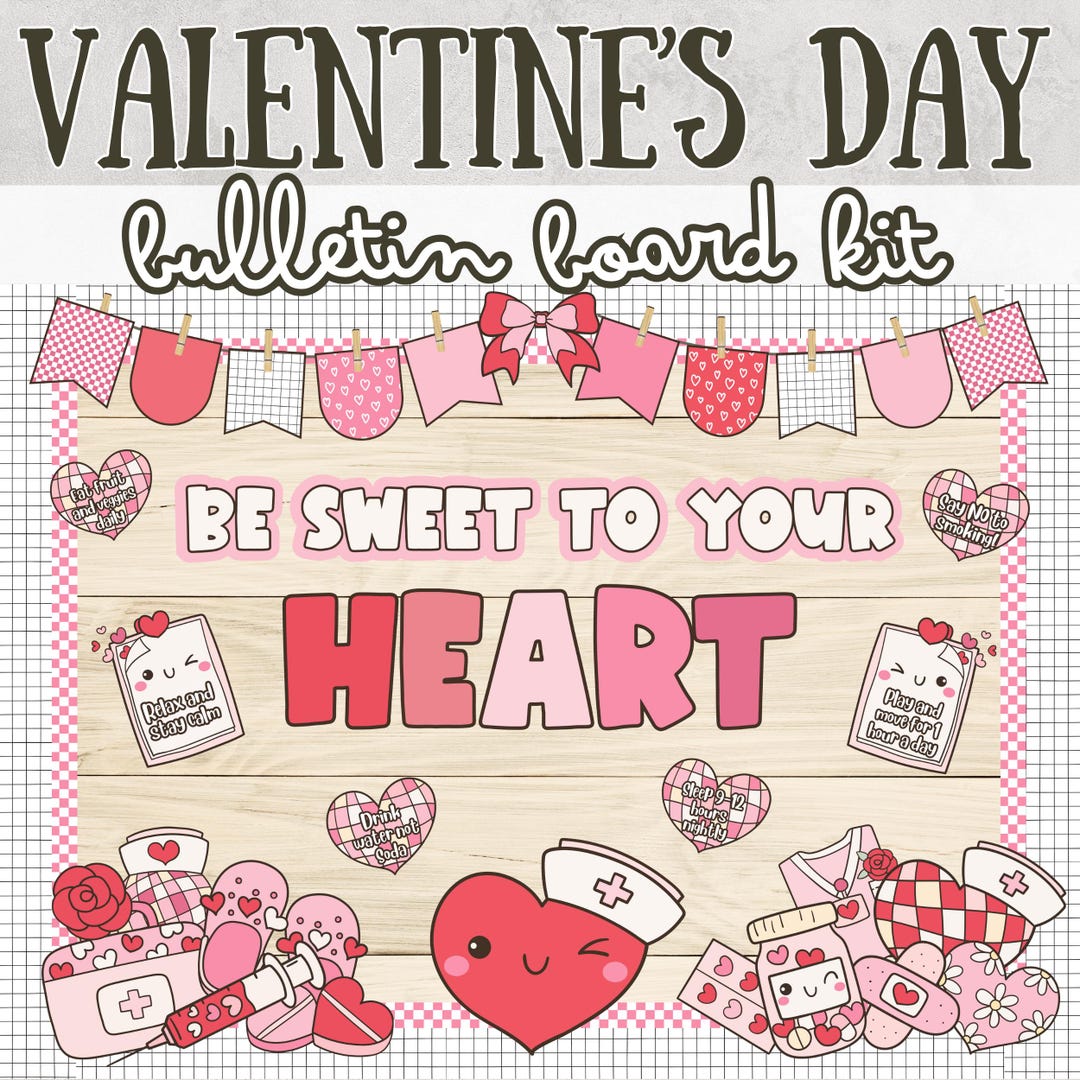 School Nurse Valentine's Day Bulletin Board Kit Ideas Healthy Habits ...