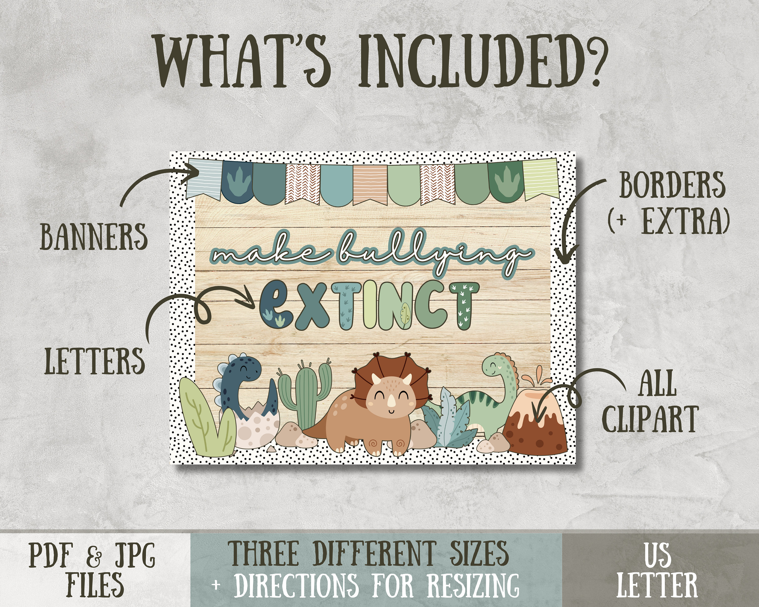 Kindness Bulletin Board Kit Dinosaur Welcome Back to School Bulletin ...