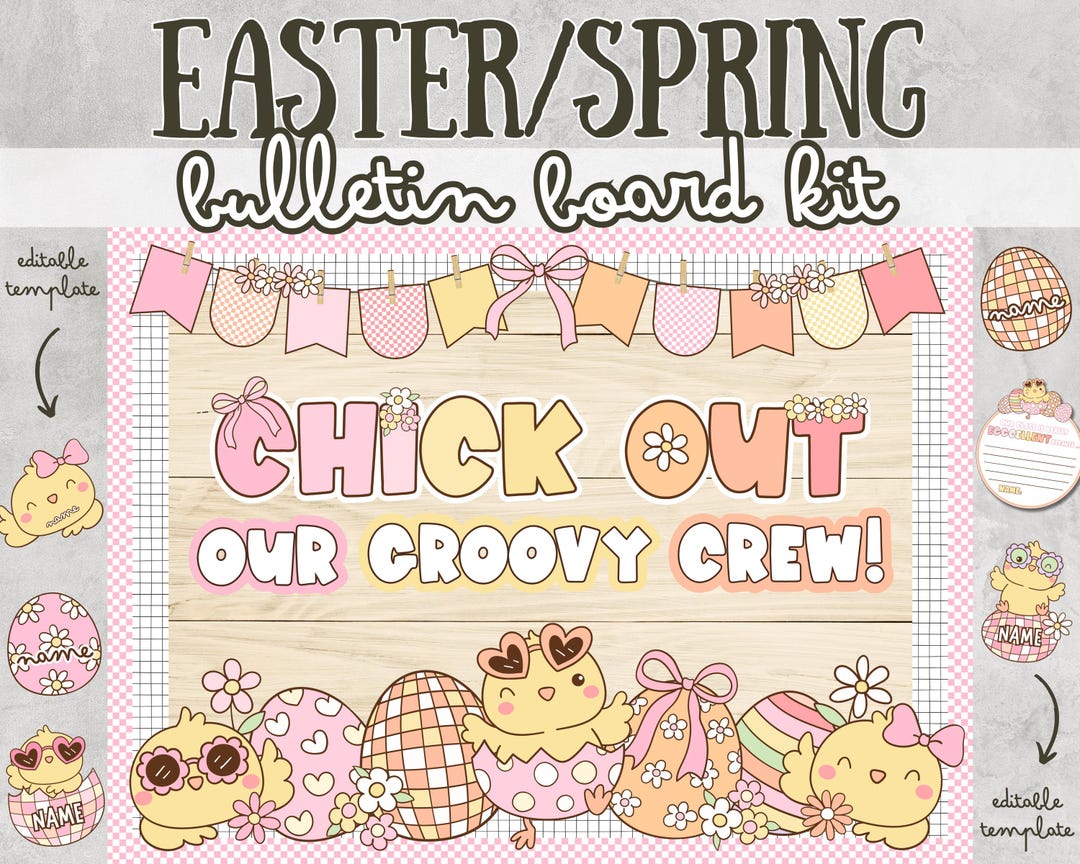 Spring Easter Bulletin Board Ideas April March Bulletin Board Kit Door ...