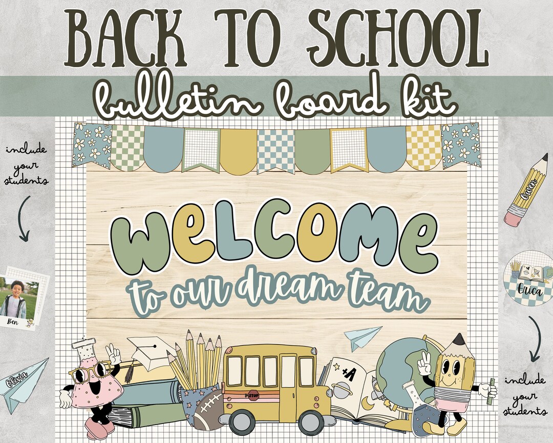 Welcome Back to School Bulletin Board Kit Back to School Decor Groovy ...