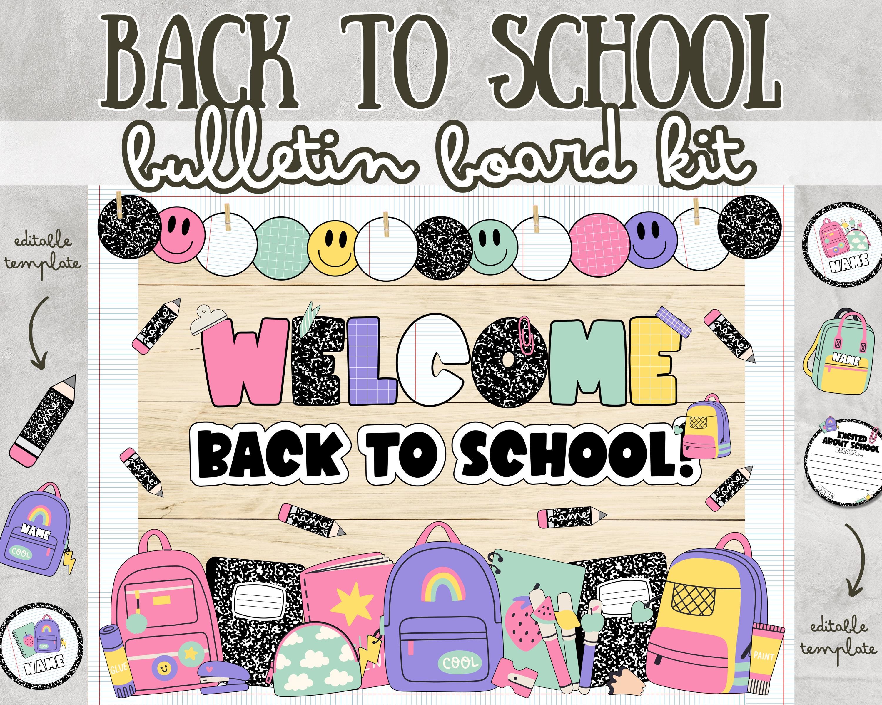 Welcome Back to School Bulletin Board Kit Composition Notebook School ...